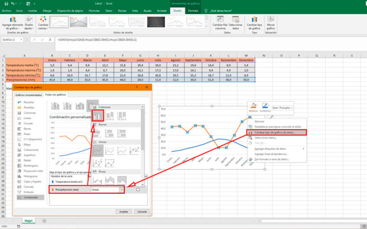 How to make a climogram to keep track of the weather in Microsoft Excel ...