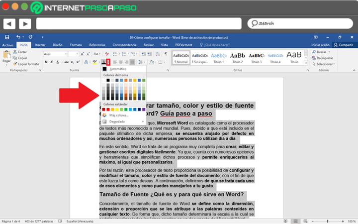 How to set font size, color and style in Microsoft Word? step by step guide