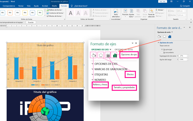 How to change the format of the elements of a chart in Word? step by ...