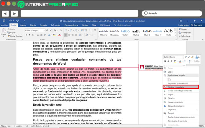 How to remove comments in Microsoft Word documents? step by step guide