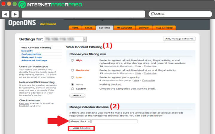 How to block web pages from OpenDNS so that nobody can access them from ...