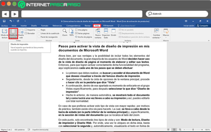 How to turn on print layout view in Microsoft Word? step by step guide